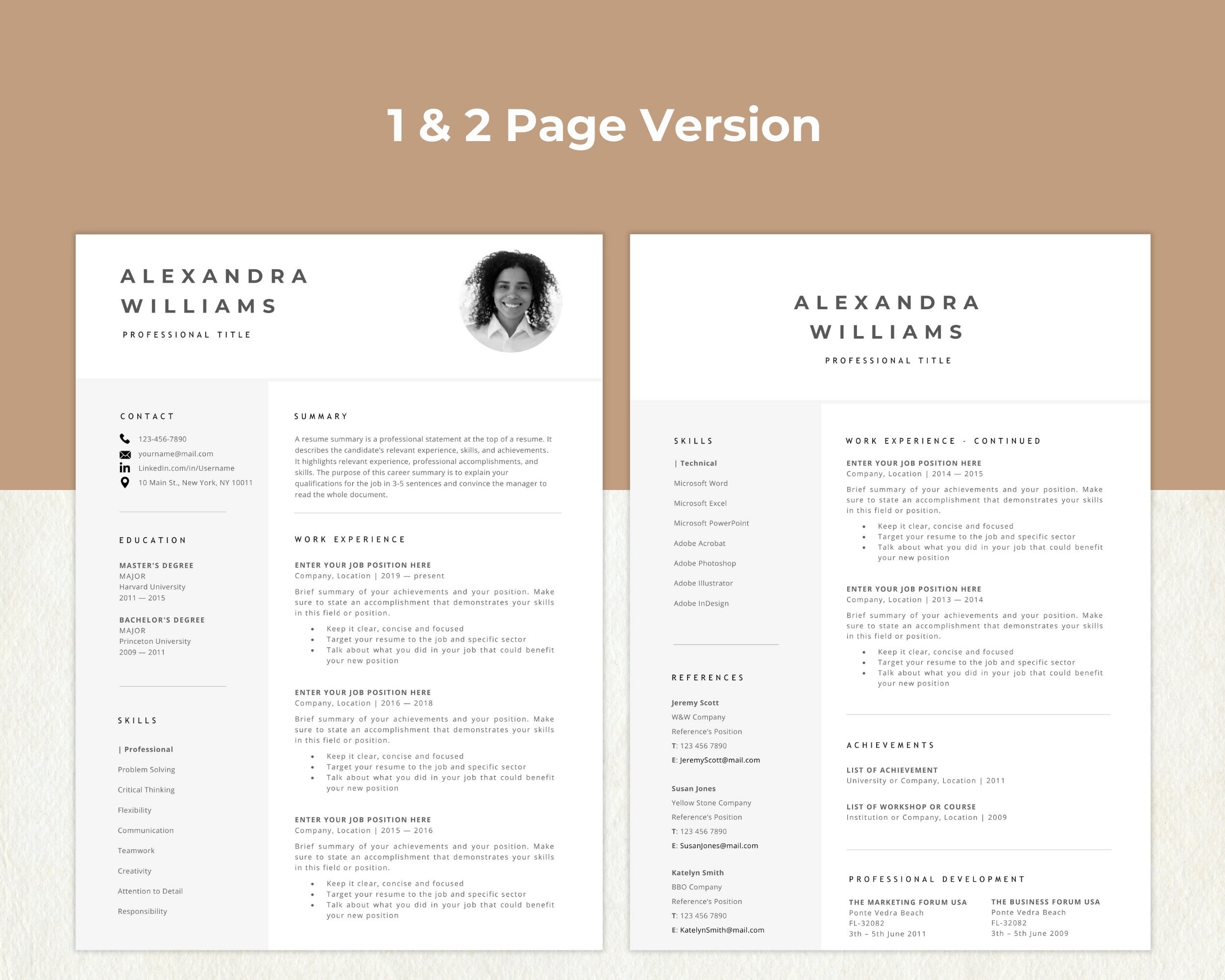 Modern Executive Resume Template for Word, Mac Pages & Google Docs ...