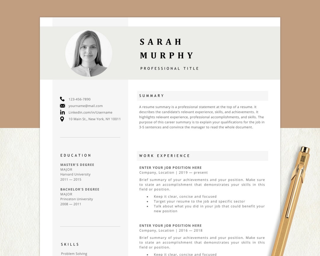 Executive Resume Template for Word, Google Docs, Mac Pages Professional ...