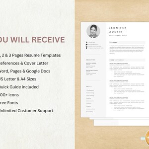 Modern Resume Template Word Pages Google Docs Professional - Etsy