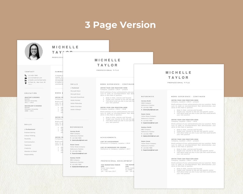 Professional and Simple Resume Template Word, Pages, Google Docs | Modern Resume, Modern Simple ...