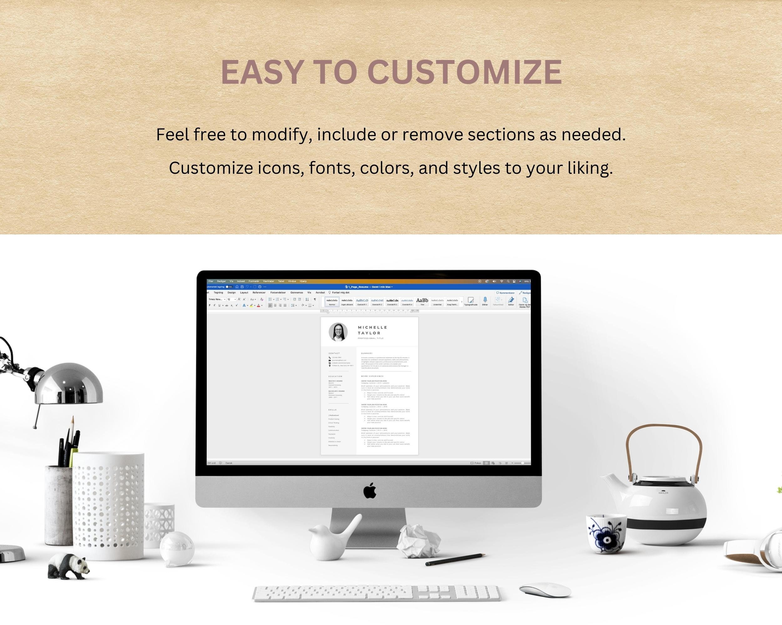 Modern Resume Template Word, Pages, Google Docs Professional Resume ...