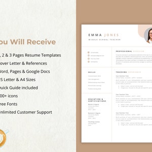 Teaching Resume for Word, Mac Pages, Google Docs Resume Template, CV ...