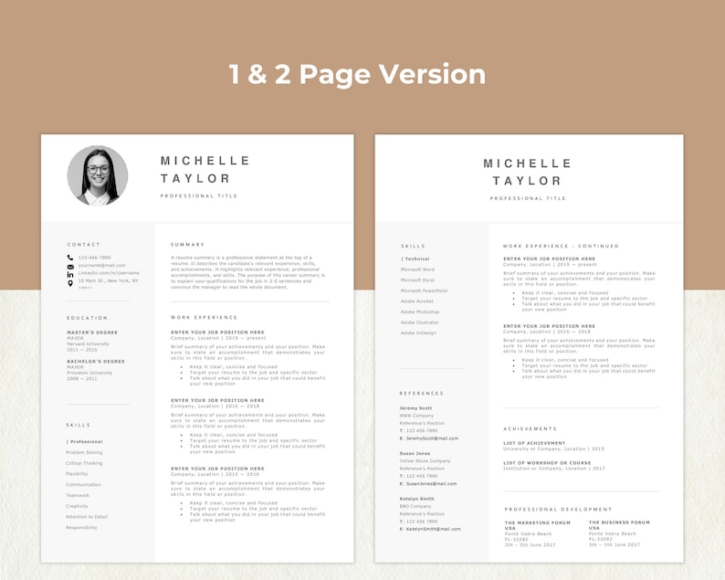 Professional and Simple Resume Template Word, Pages, Google Docs ...