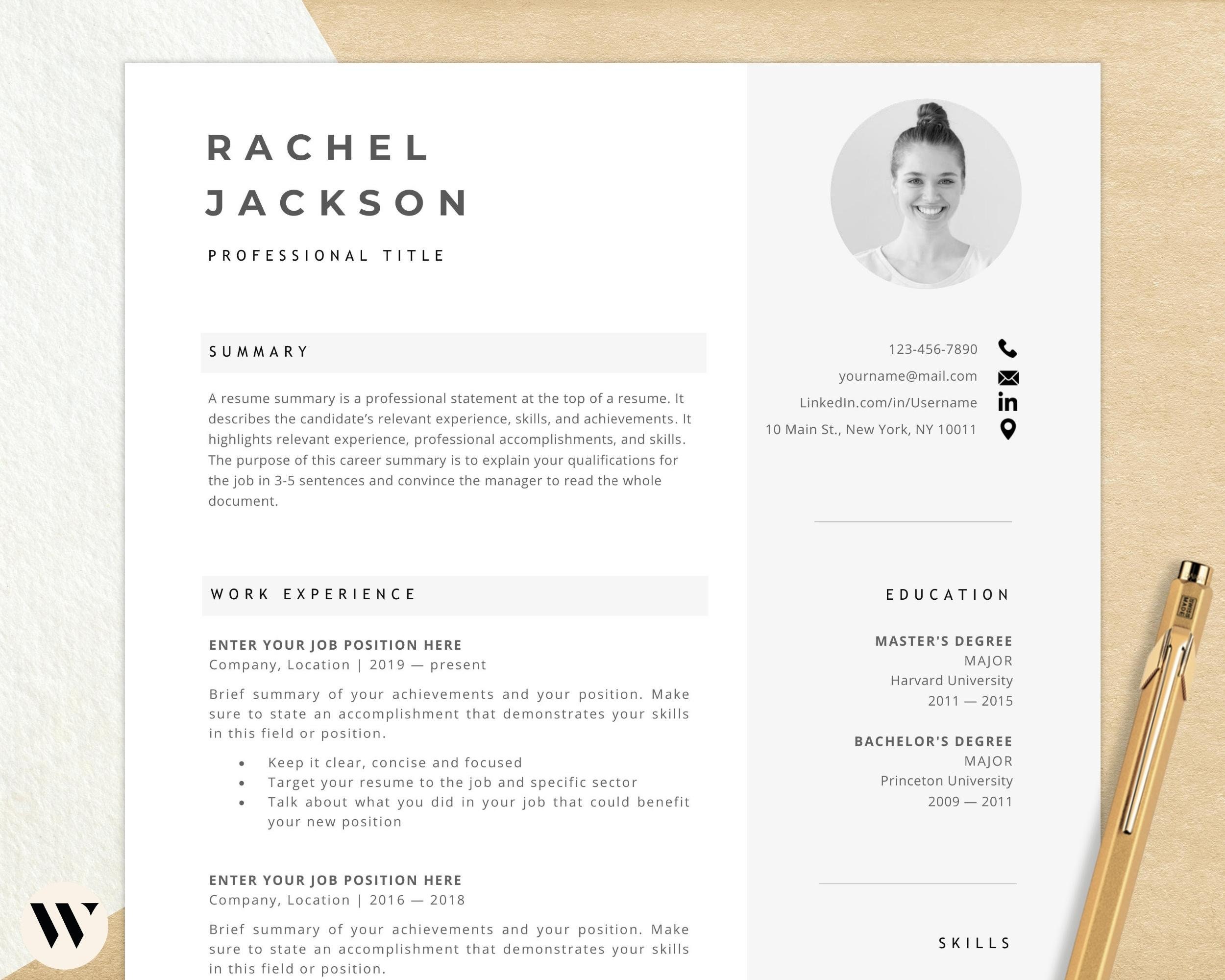 Executive Resume Template Word & Pages CV Google Docs CV - Etsy