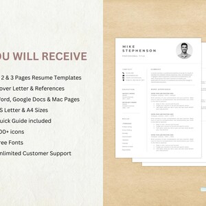 Professional Resume Template Word Mac Pages Google Docs - Etsy