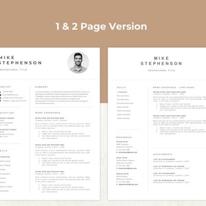 Professional Resume Template Word, Mac Pages, Google Docs, Resume ...