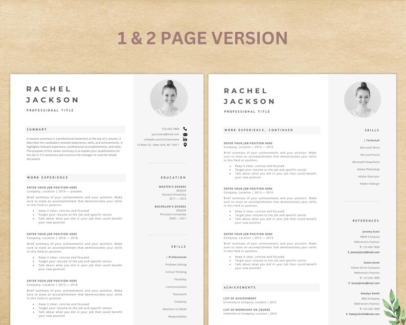 Executive Resume Template Word & Pages CV Google Docs CV - Etsy