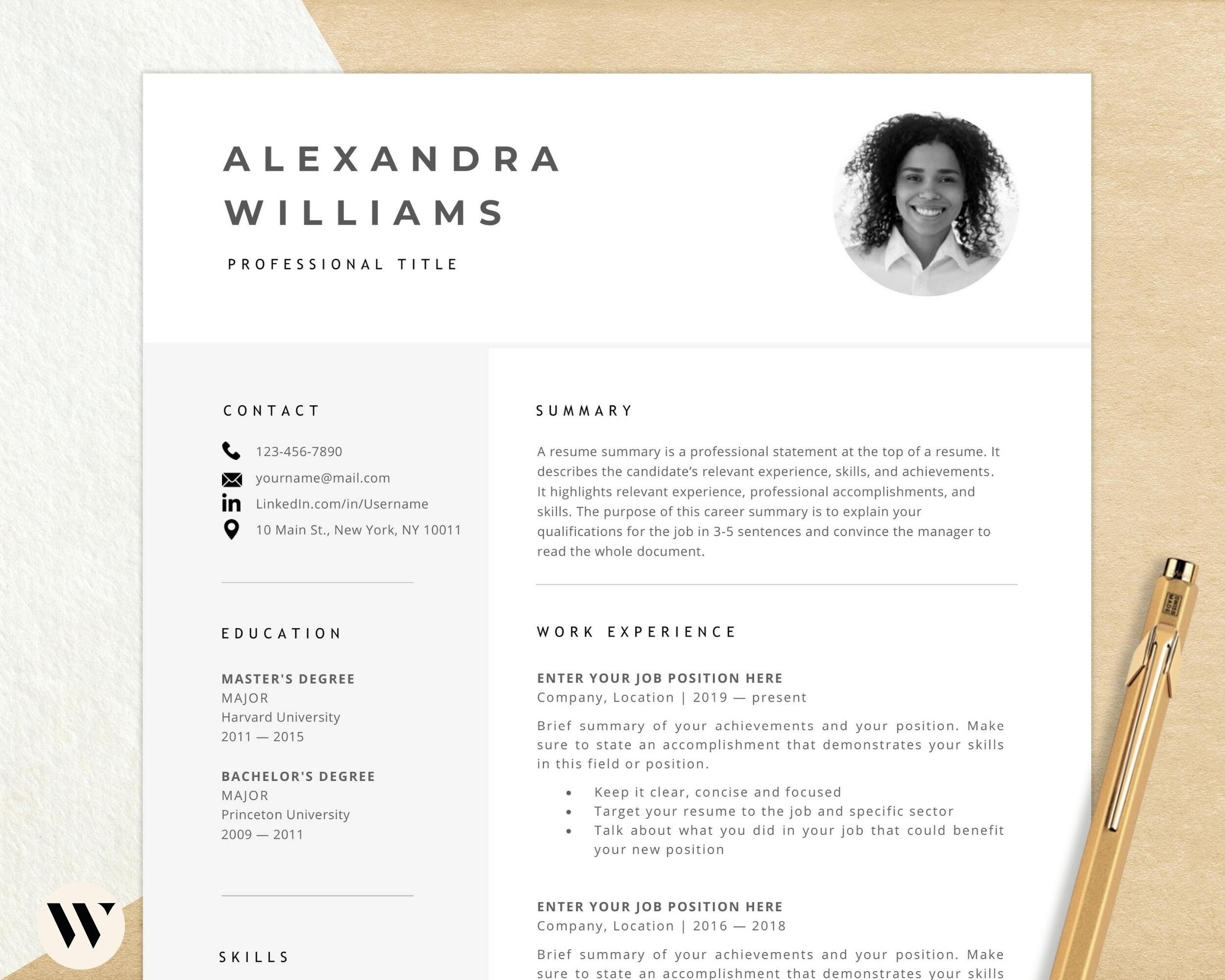 Modern Executive Resume Template for Word Mac Pages & Google - Etsy