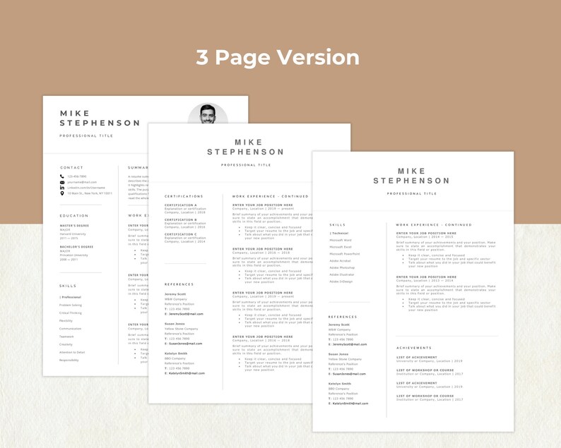 Professional Resume Template Word, Mac Pages, Google Docs, Resume ...