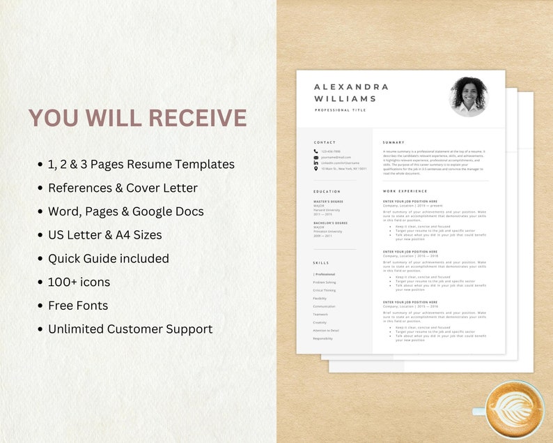 Modern Executive Resume Template for Word Mac Pages & Google - Etsy