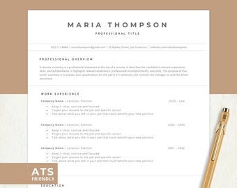 ATS Friendly Resume Template Word, Google Docs, ATS Resume, ATS Cv ...