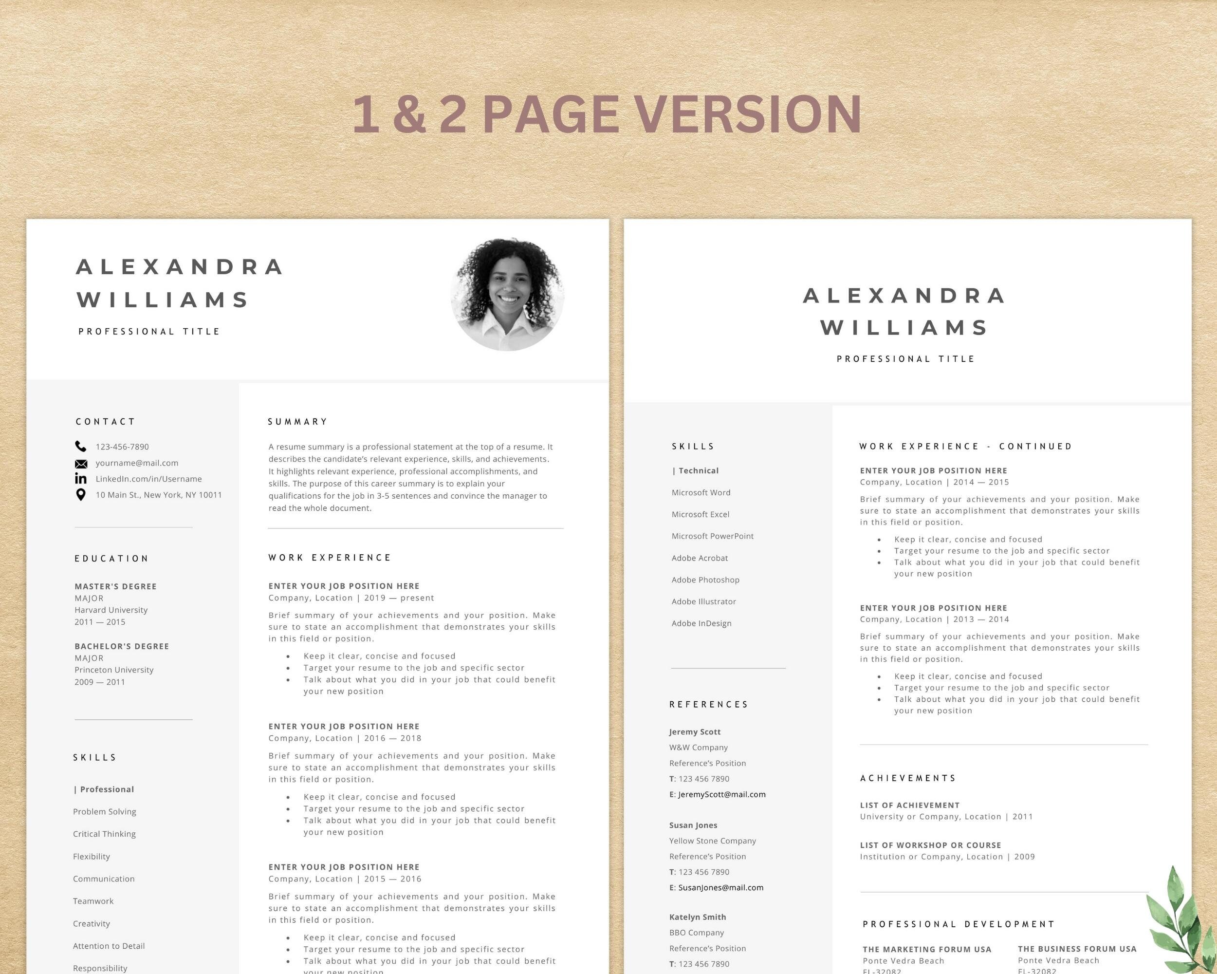 Modern Executive Resume Template for Word Mac Pages & Google - Etsy