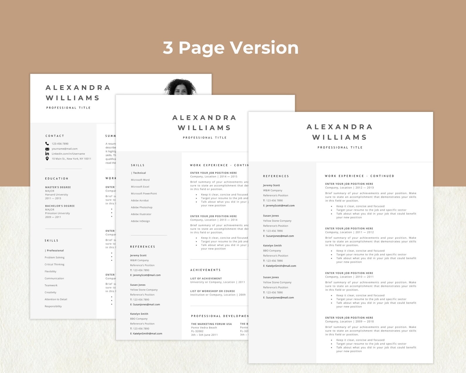 Modern Executive Resume Template for Word, Mac Pages & Google Docs ...