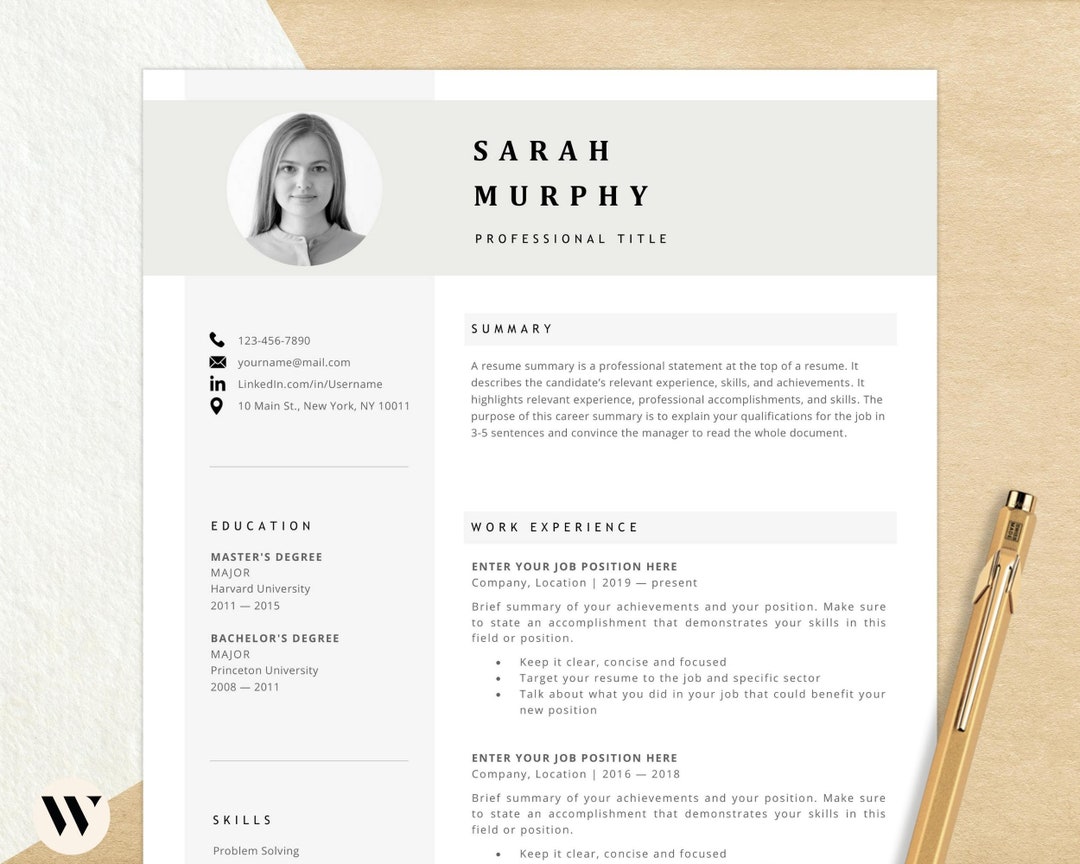 Executive Resume Template for Word Google Docs Mac Pages - Etsy