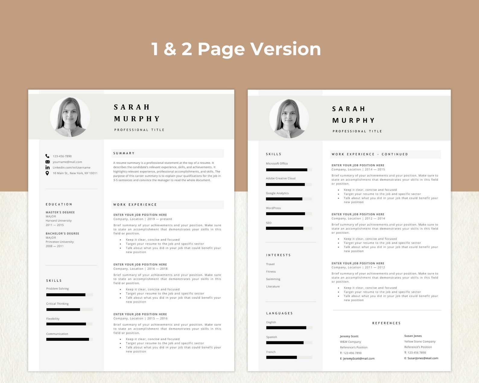 Executive Resume Template for Word, Google Docs, Mac Pages Professional ...