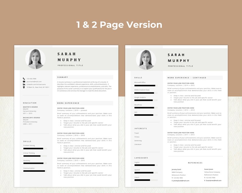 Executive Resume Template for Word, Google Docs, Mac Pages Professional ...
