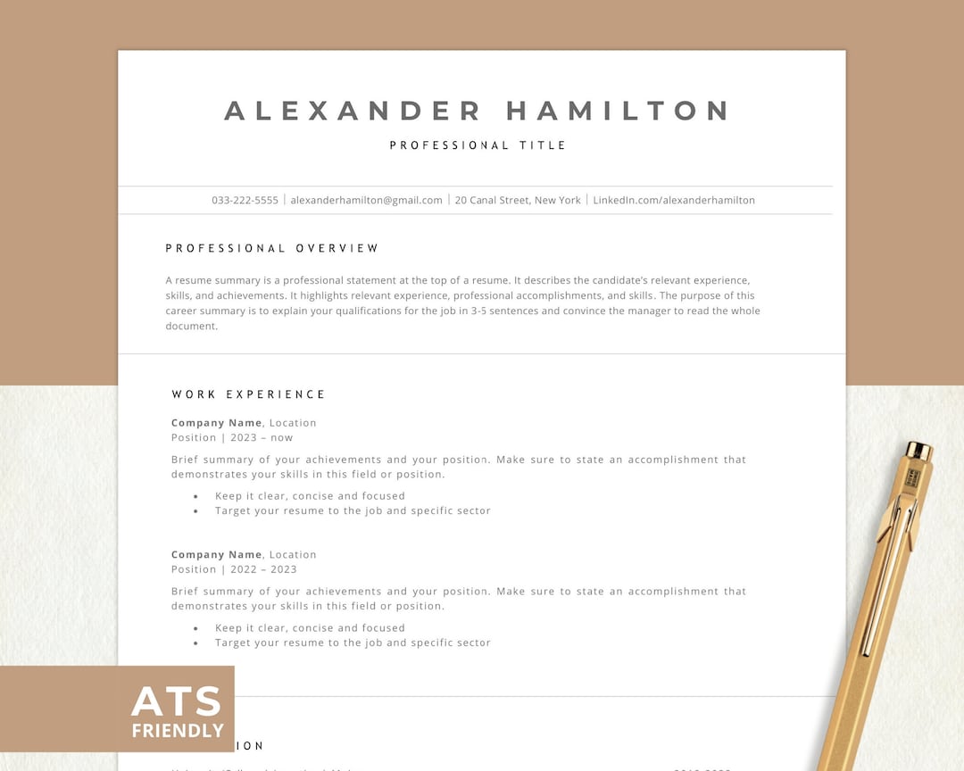 Modelo de currículo ATS Word, Pages, Google Docs, modelo minimalista de ...