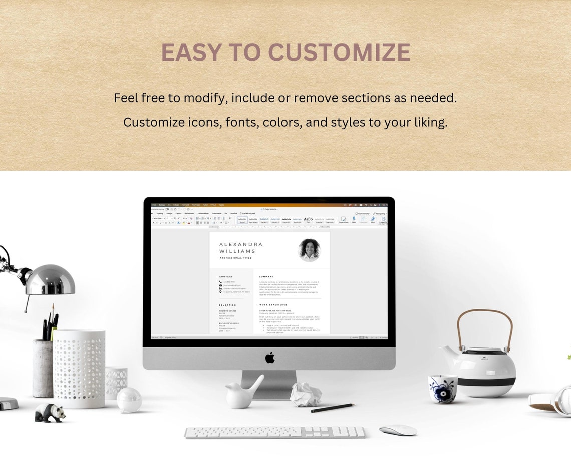 Modern Executive Resume Template for Word Mac Pages & Google - Etsy