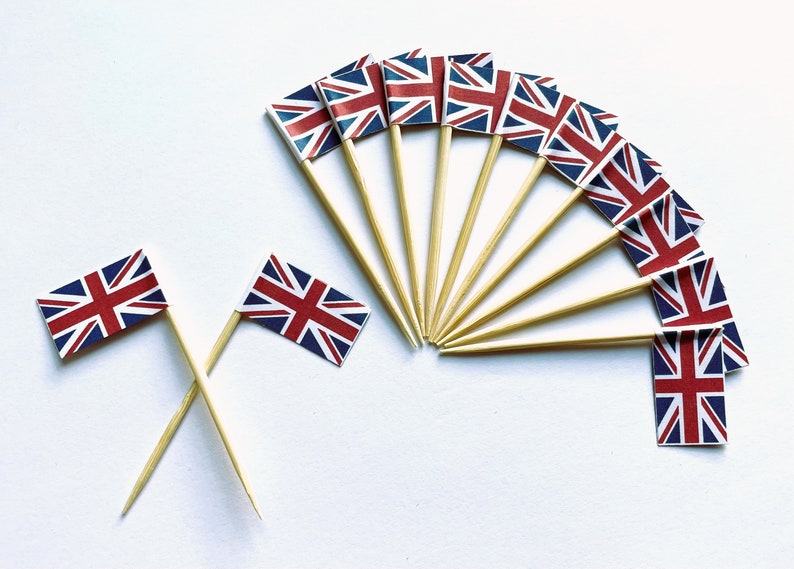 Union Jack Flag Cupcake Toppers/ Sandwich Picks Queens 70th - Etsy