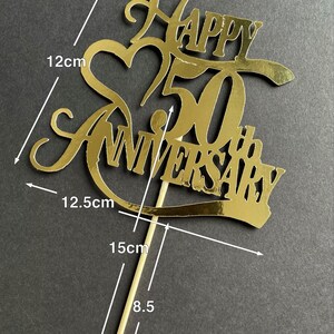 Happy 50th Anniversary Gold Cake Topper - Etsy