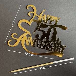 Happy 50th Anniversary Gold Cake Topper - Etsy