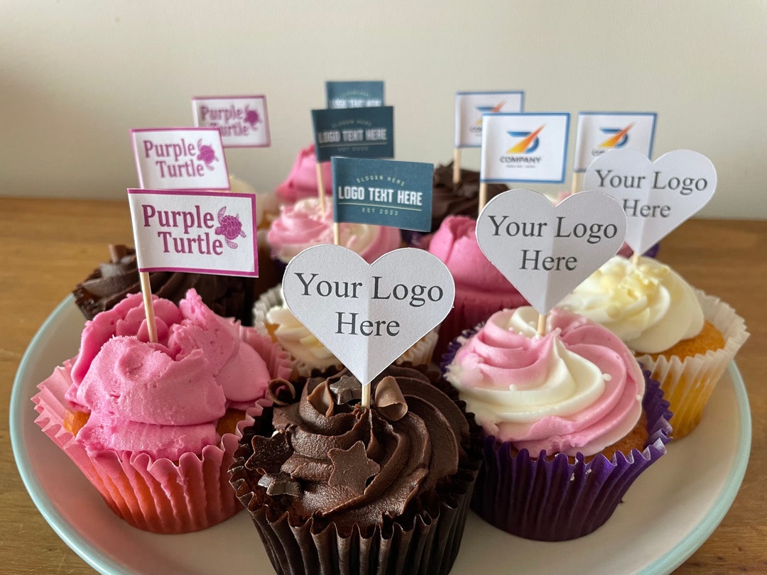 Personalised Cupcake Toppers/picks Bespoke Logo Company Brand ...