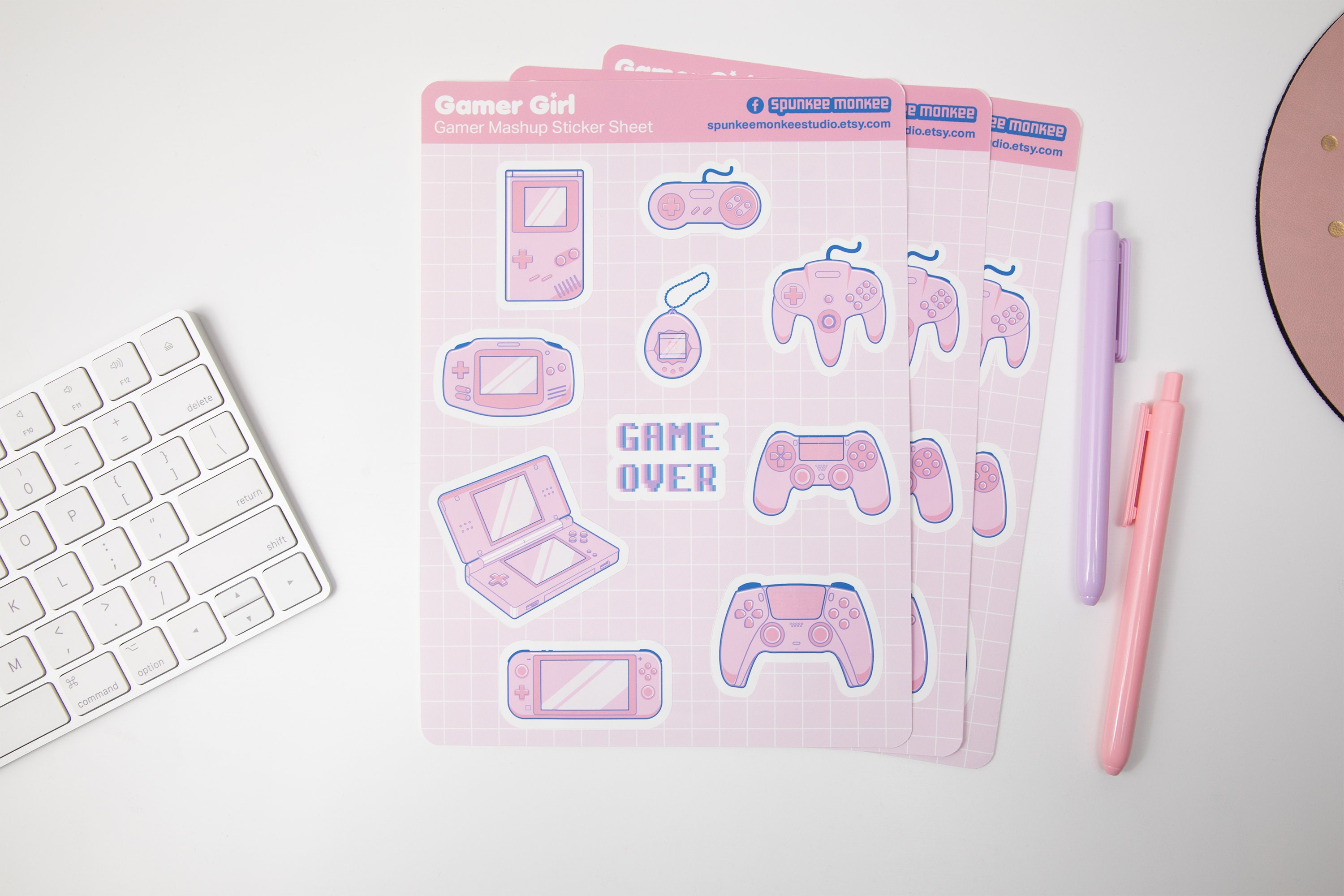 Gamer Girl Sticker Sheet | Pastel Game Controller Mashup Sheet | Gamer ...