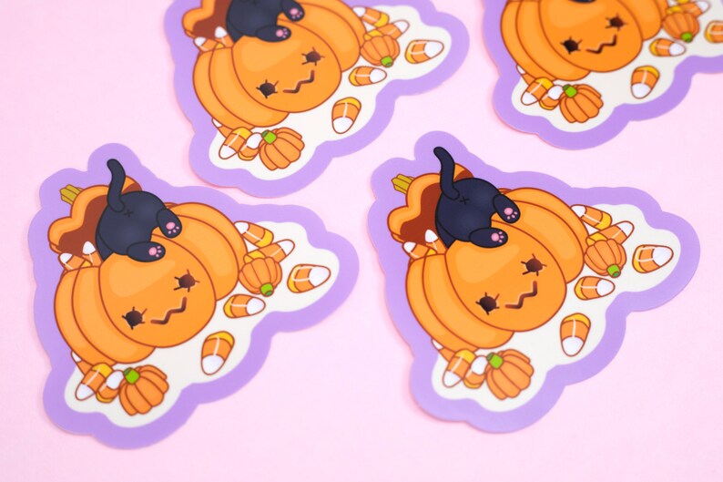 Candy Corny Cat | Kawaii Cat Halloween Sticker | Vinyl Die Cut Sticker ...