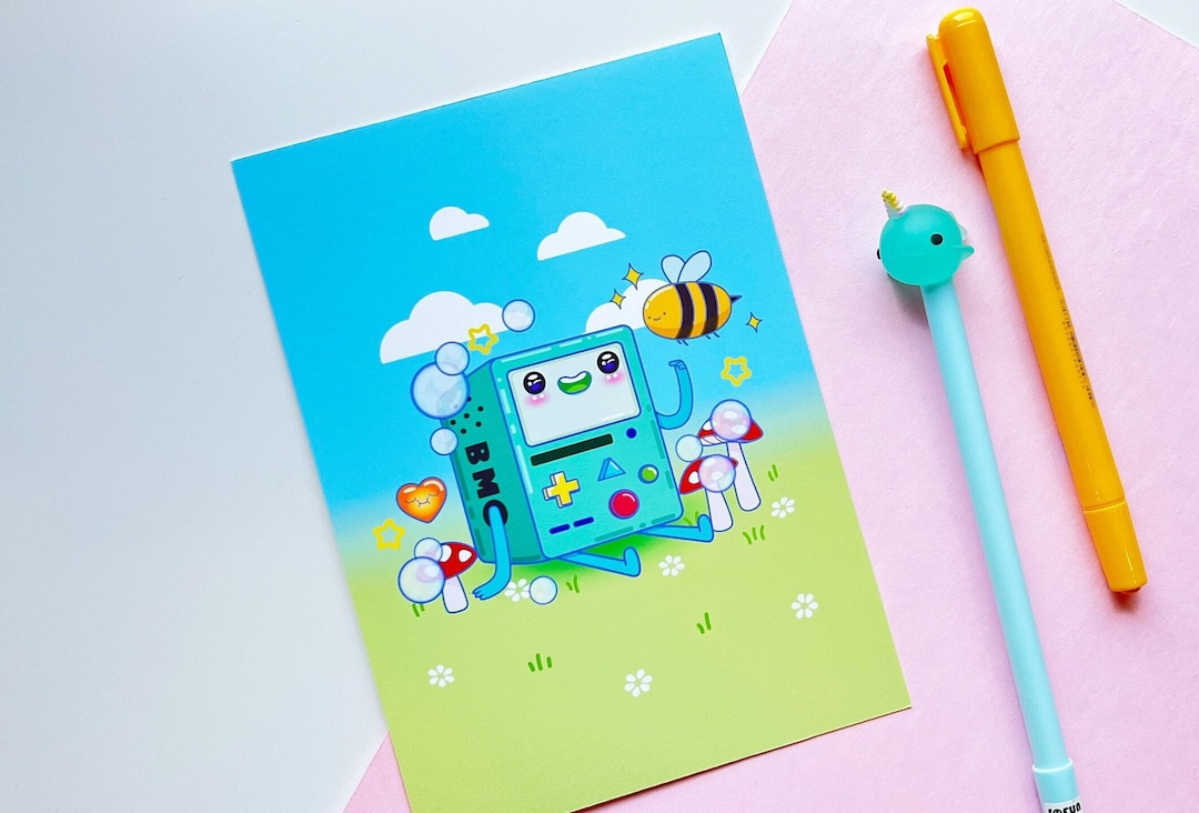 BMO With Bee Print | Adventure Time | Cute Game Robot | Matte Print ...