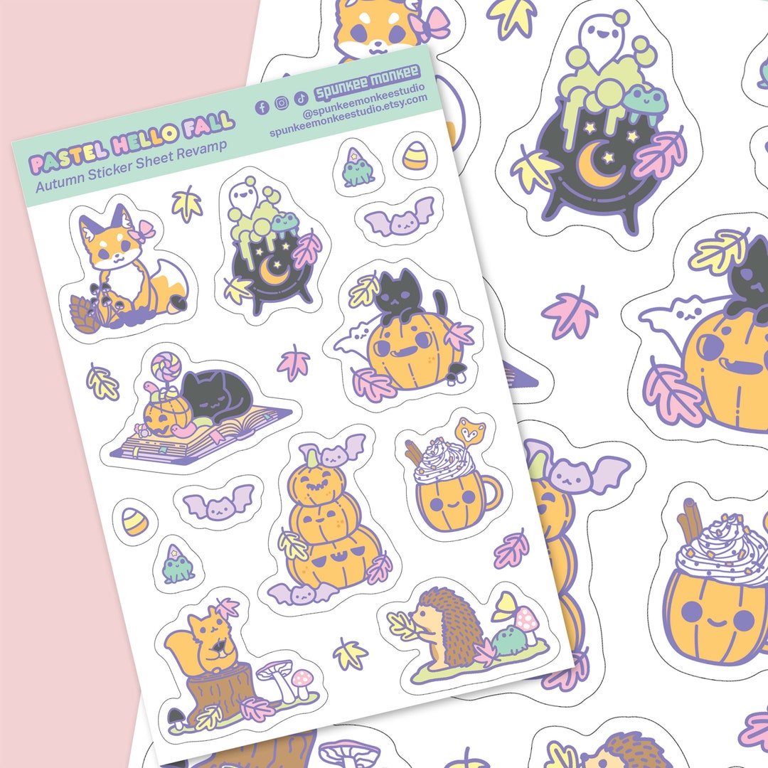Pastel Hello Fall Revamp Planner Stickers | Autumn Animals | Bullet ...