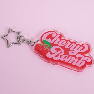 Cherry Bomb Keychain | Acrylic Keychain | Epoxy Coated | Red and Pink ...