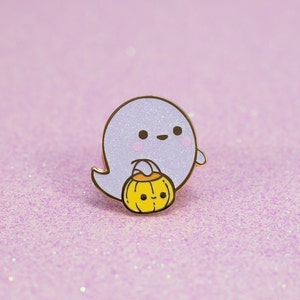 Speckles Ghostie Glitter Pin | Kawaii Pastel Halloween Pin | Glitter ...