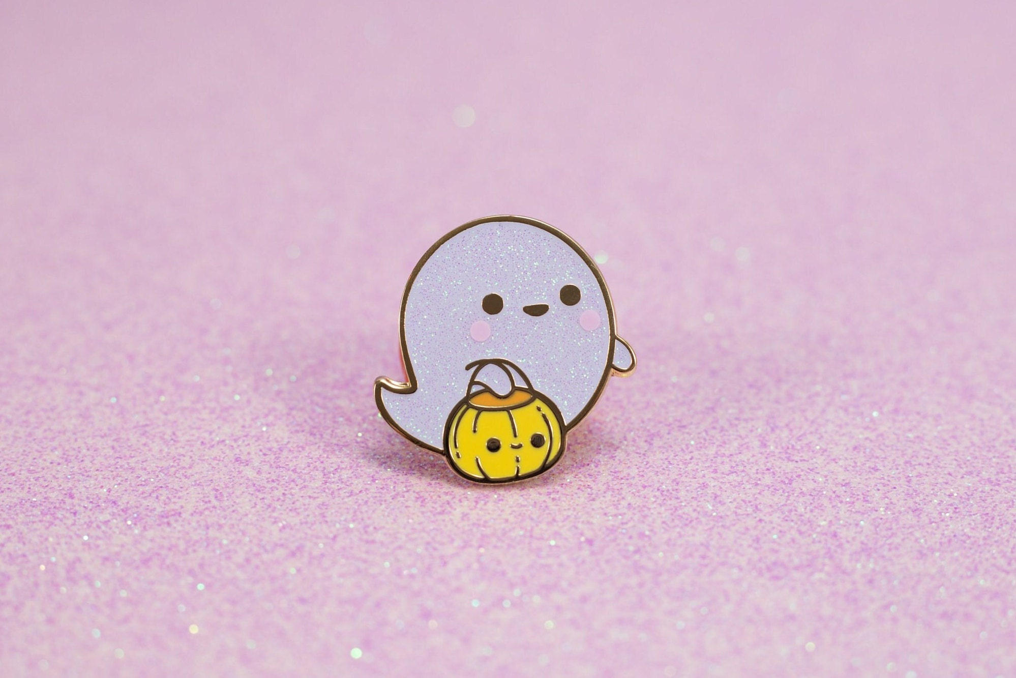 Speckles Ghostie Glitter Pin | Kawaii Pastel Halloween Pin | Glitter ...