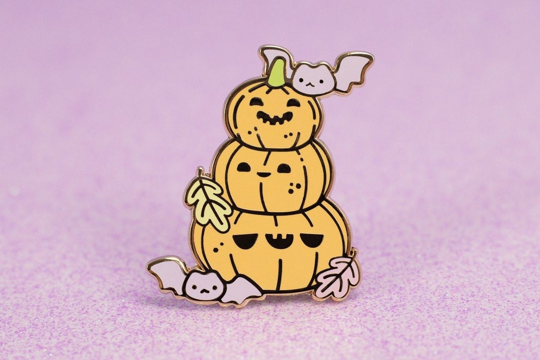Pumpkin Stack N Bats Pin | Kawaii Pastel Halloween Pin | Hard Enamel ...