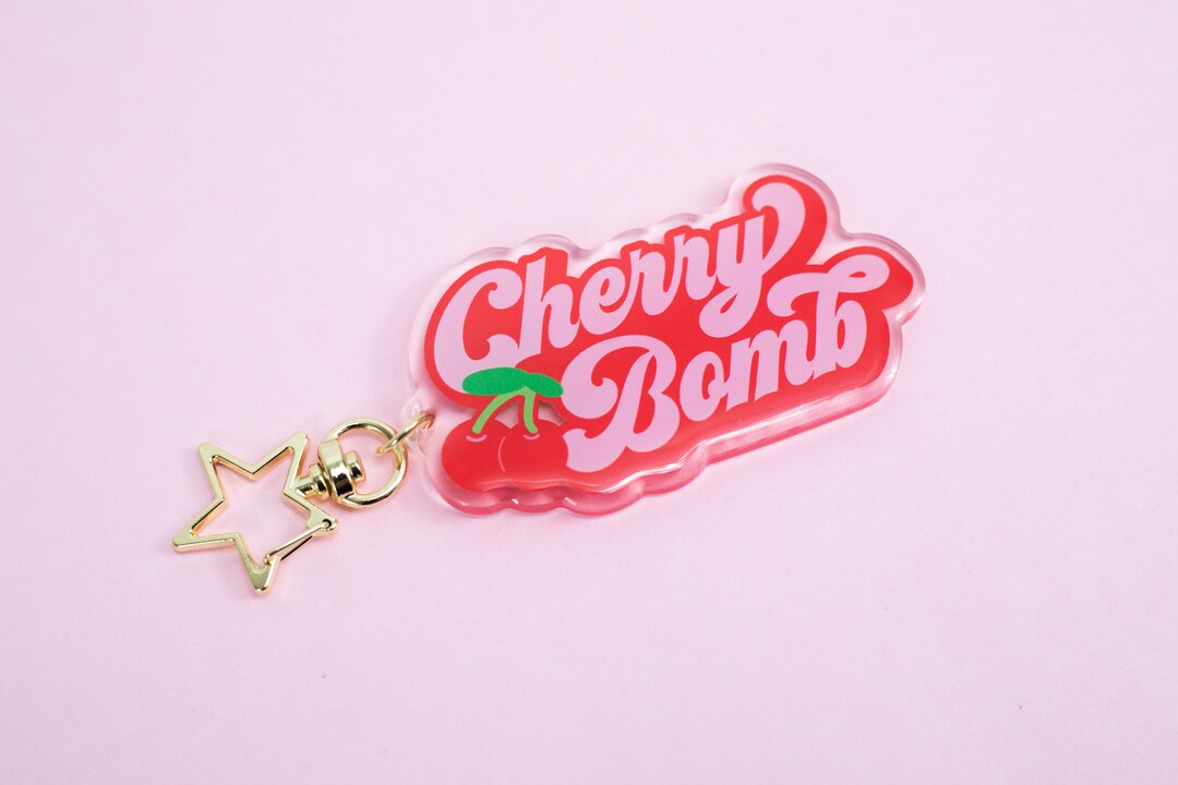 Cherry Bomb Keychain | Acrylic Keychain | Epoxy Coated | Red and Pink ...