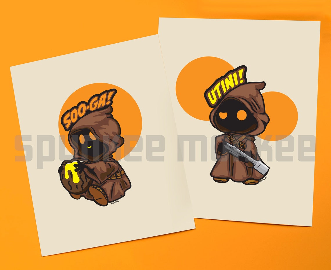 Cute Jawa Original Art Prints Set of 2 Prints the - Etsy