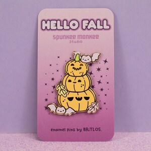 Pumpkin Stack N Bats Pin | Kawaii Pastel Halloween Pin | Hard Enamel ...