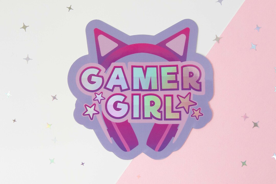 Gamer Girl Headset Holo Sticker | Gamer Cat Ear Headset | 3 ...