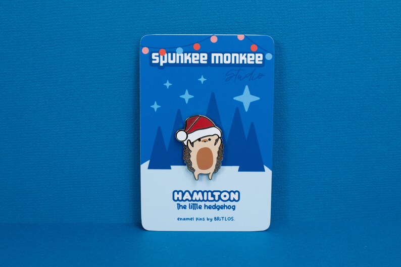 Hamilton the Hedgehog Enamel Pin | Cute Santa | Cute Kawaii Christmas ...