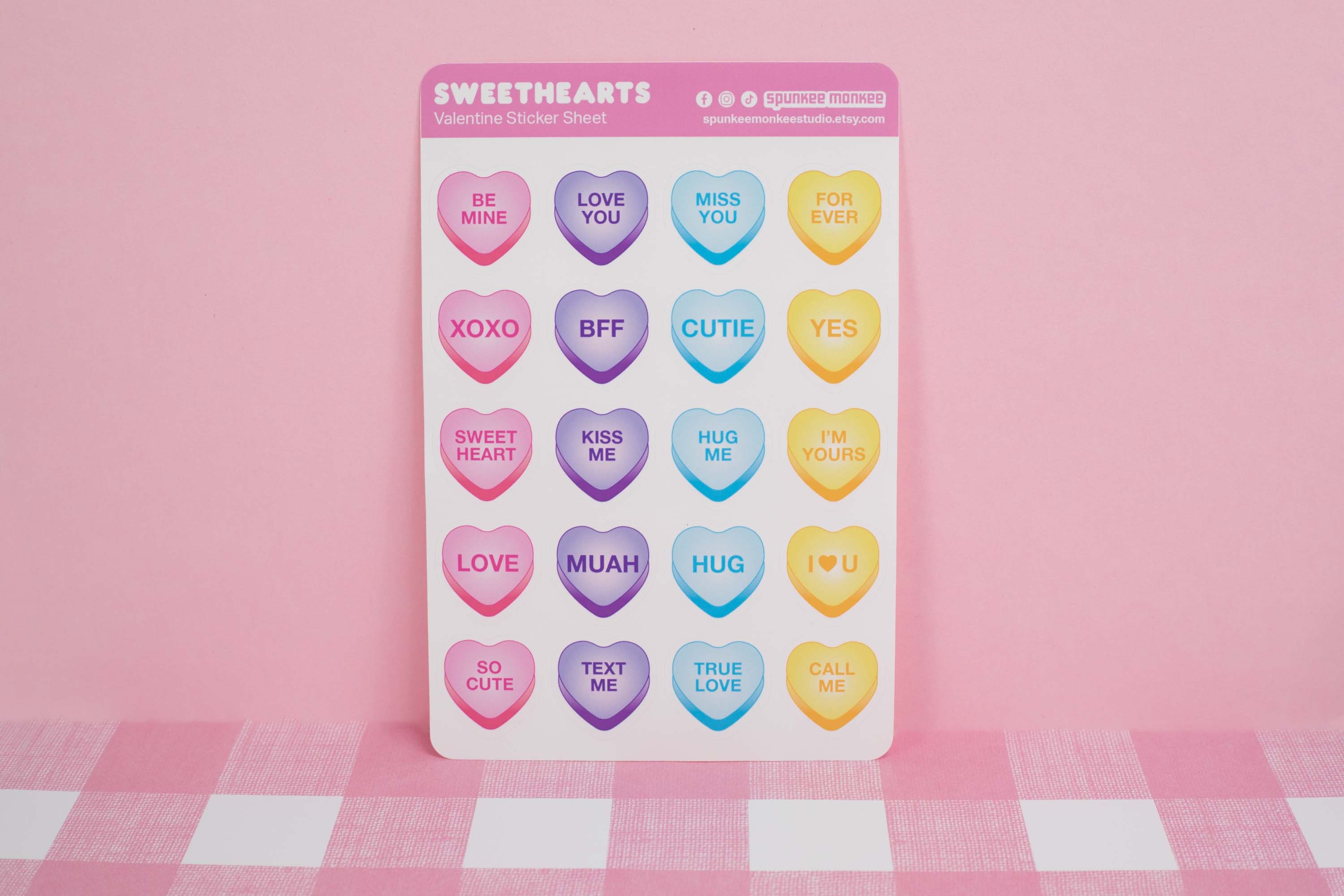 Sweethearts Sticker Sheet | Bullet Journal | Conversation Hearts ...