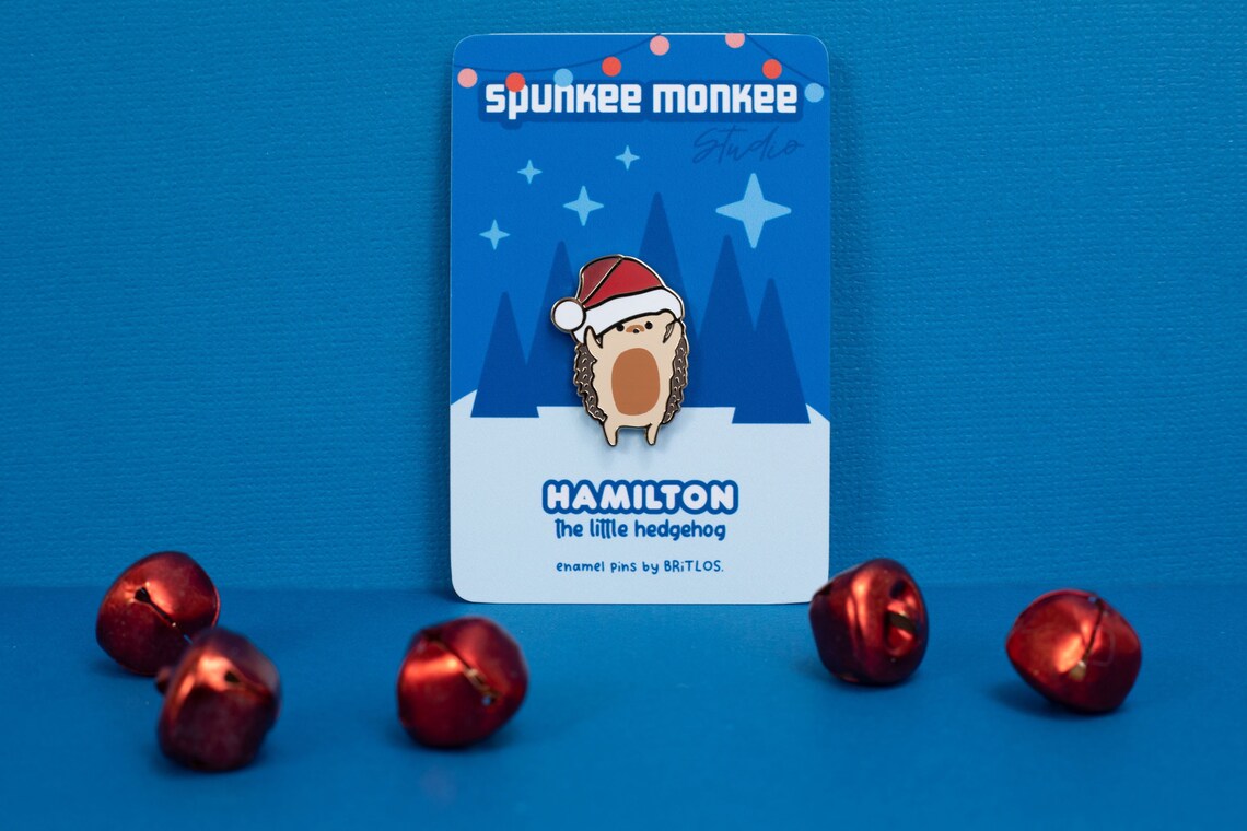 Hamilton the Hedgehog Enamel Pin | Cute Santa | Cute Kawaii Christmas ...
