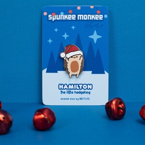Hamilton the Hedgehog Enamel Pin | Cute Santa | Cute Kawaii Christmas ...