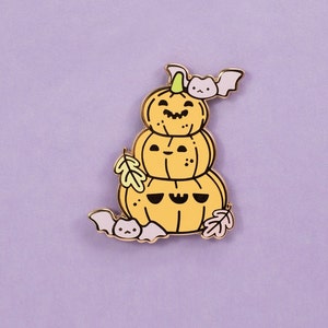 Pumpkin Stack N Bats Pin | Kawaii Pastel Halloween Pin | Hard Enamel ...