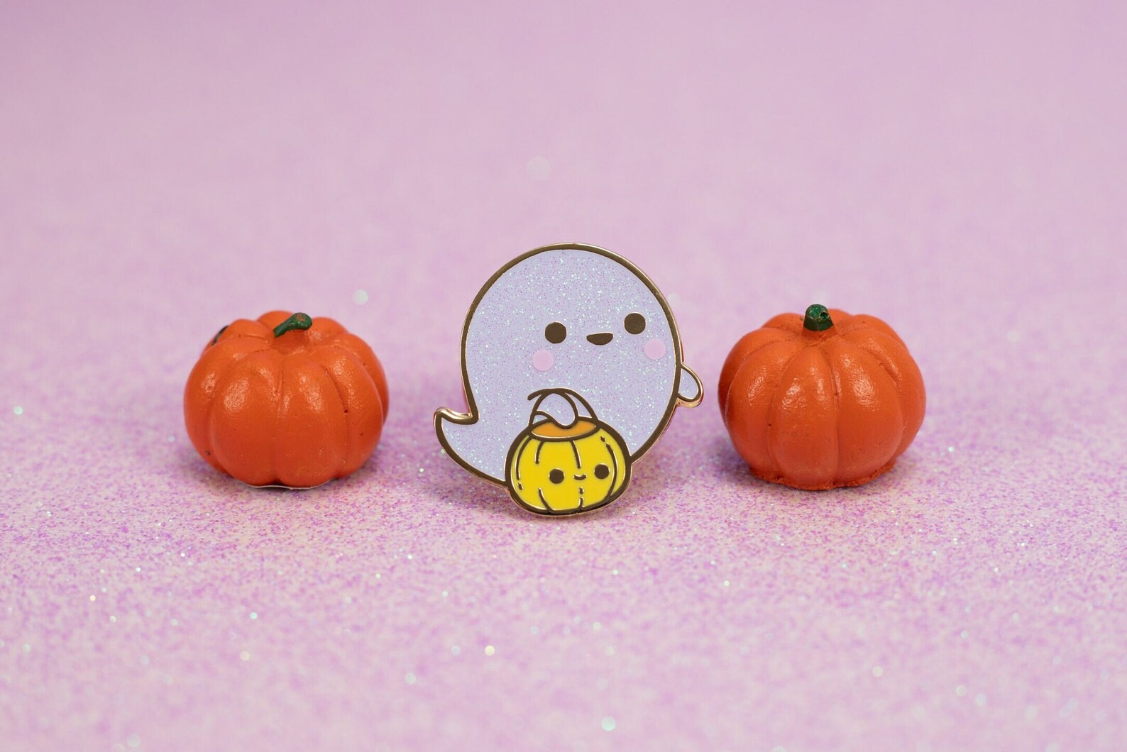 Speckles Ghostie Glitter Pin | Kawaii Pastel Halloween Pin | Glitter ...