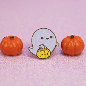 Speckles Ghostie Glitter Pin | Kawaii Pastel Halloween Pin | Glitter ...