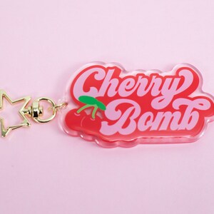 Cherry Bomb Keychain | Acrylic Keychain | Epoxy Coated | Red and Pink ...