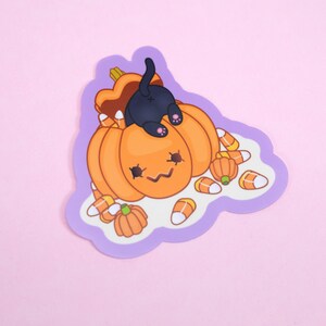 Candy Corny Cat | Kawaii Cat Halloween Sticker | Vinyl Die Cut Sticker ...