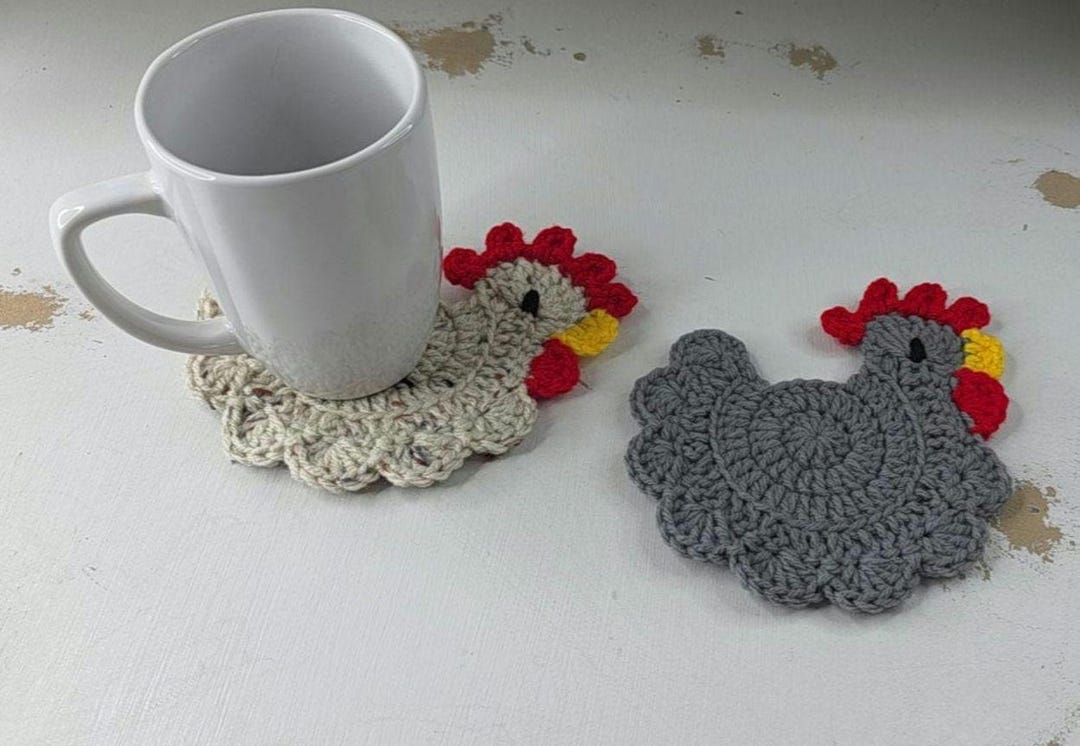 Chicken Coaster Crochet Pattern PDF + Video Tutorial | Easy Beginner ...