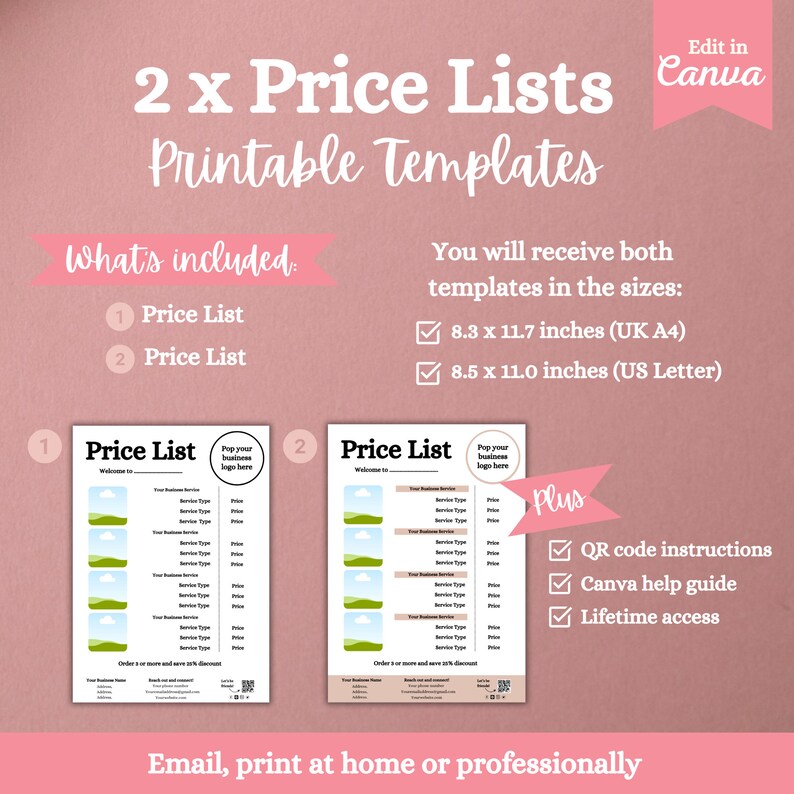 Spa Price List, Customer Price List, Price List Template, Lash Price List, Price List Flyer ...