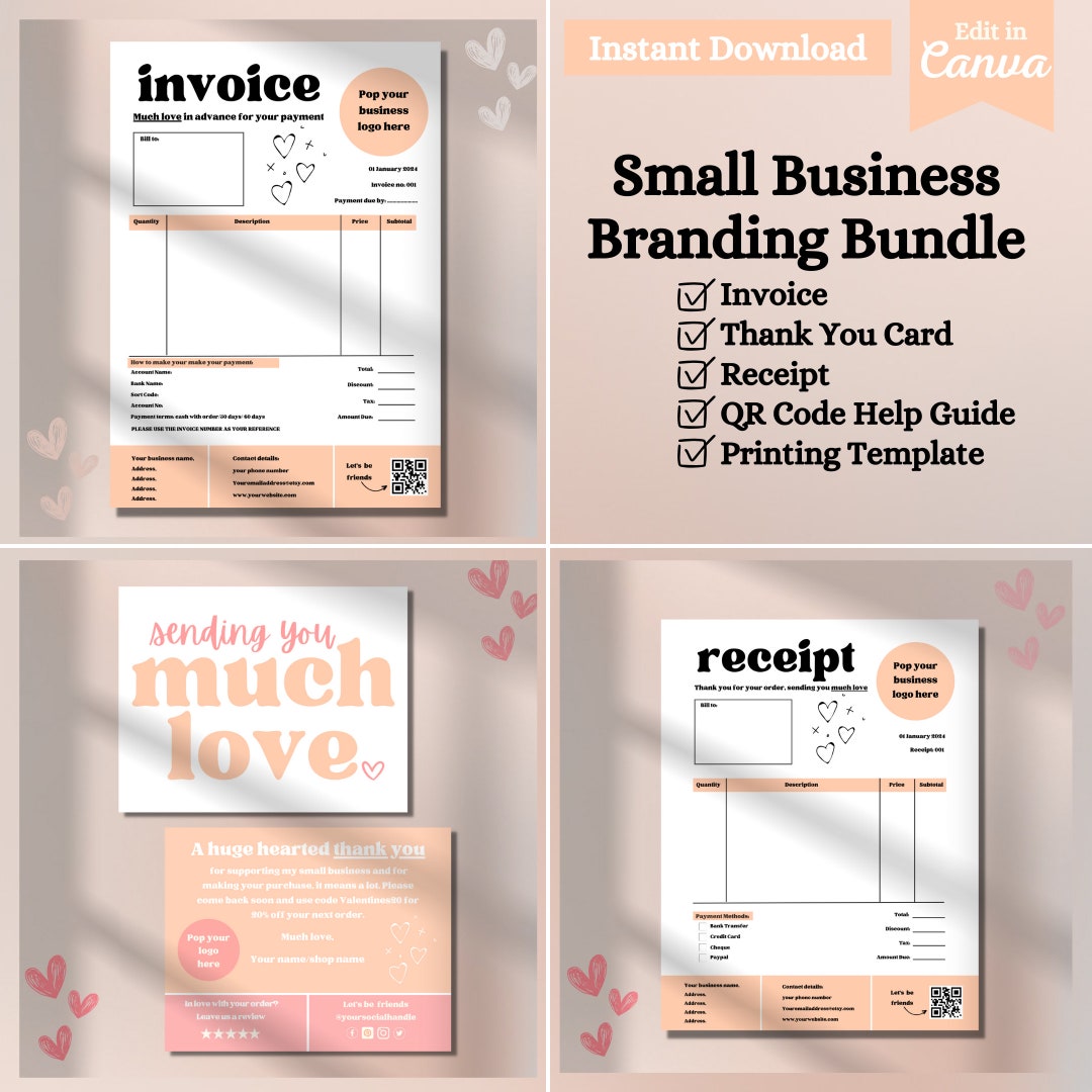 Small Business Template Bundle, Thank You for Your Purchase, Invoice ...